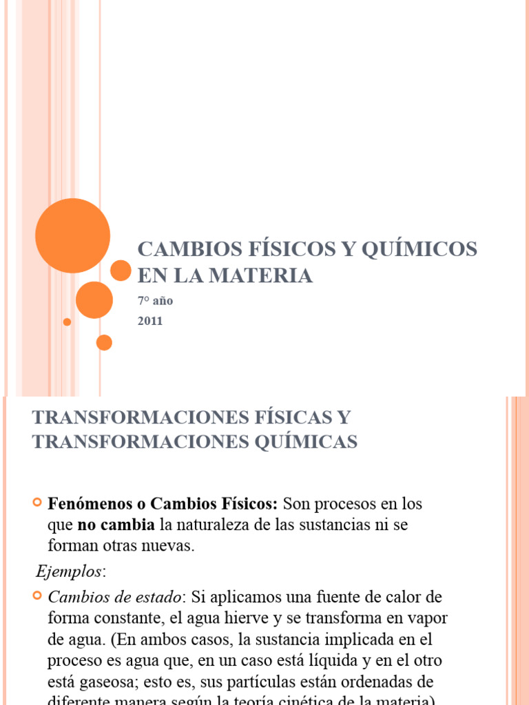 Cambios Quimicos en La Materia | PDF | Agua | Reacciones químicas