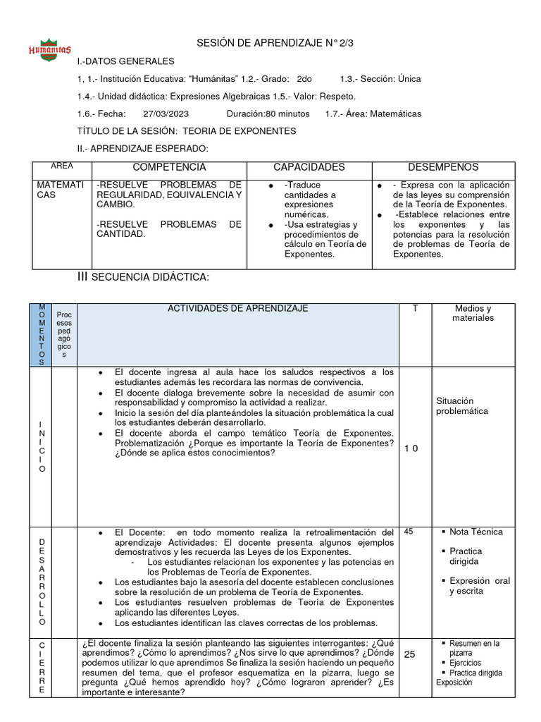 S. A. N 2 ALGEBRA 2do AÑO | PDF | Aprendizaje | Modificación de comportamiento