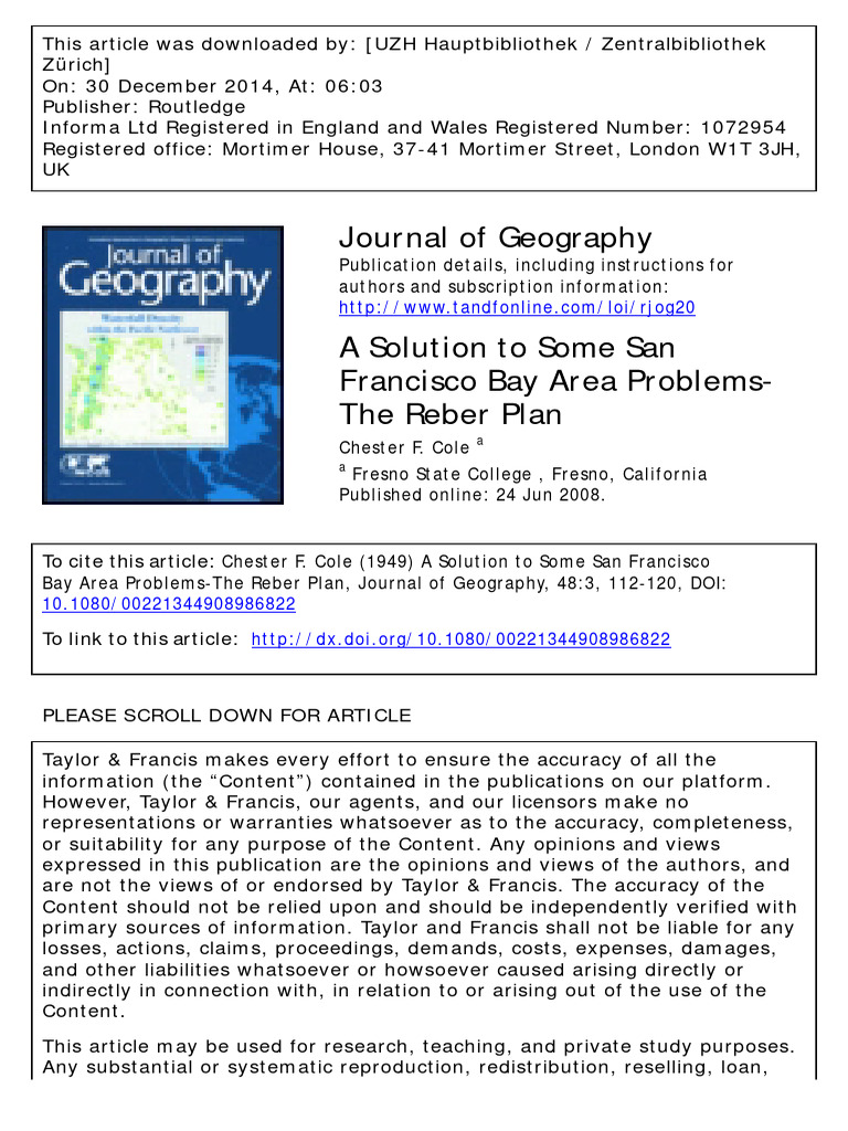 A Solution To Some San Francisco Bay Area Problems-The Reber Plan (1949 ...