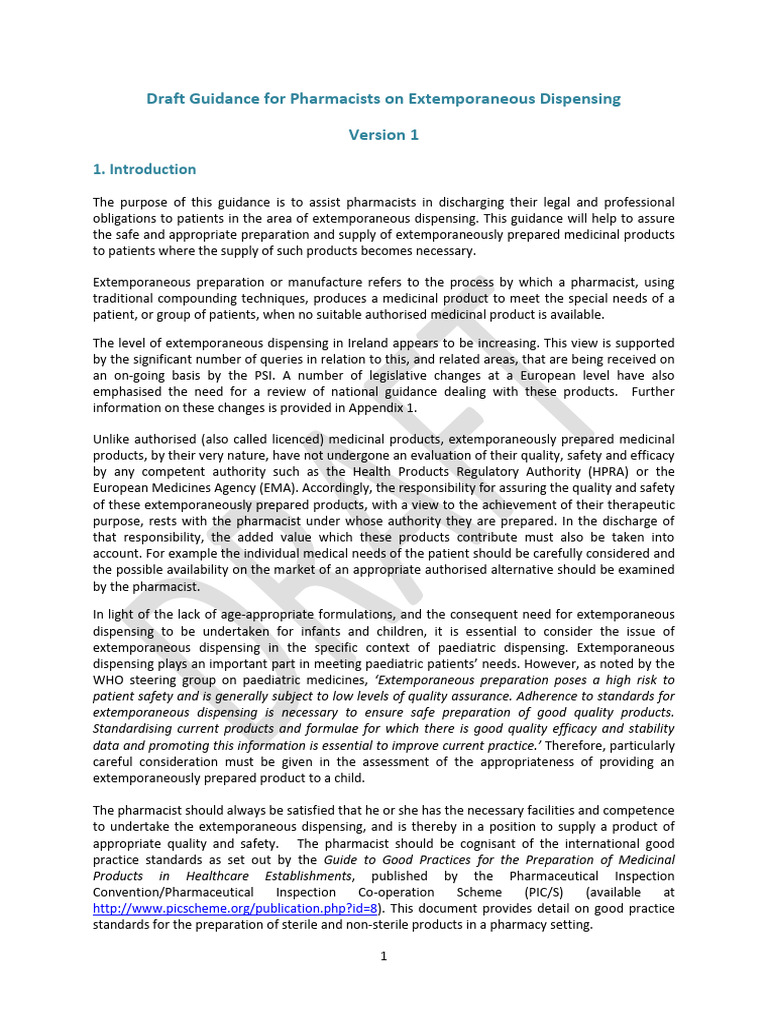 Guidance on Extemporaneous Dispensing | PDF | Pharmacy | Pharmacist