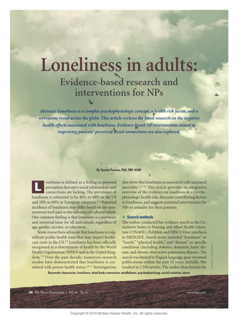 Loneliness in Adults Evidence Based Research And.6 | PDF | Loneliness | Stress (Biology)