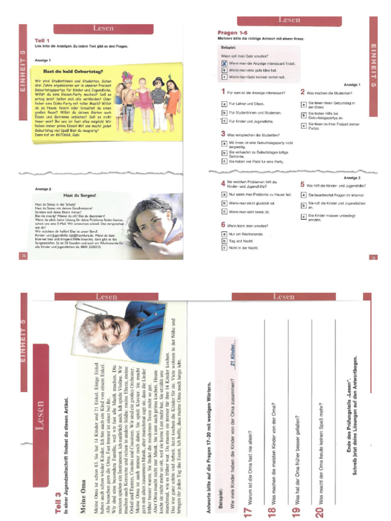 Lesen A2 Lektion 5 | PDF