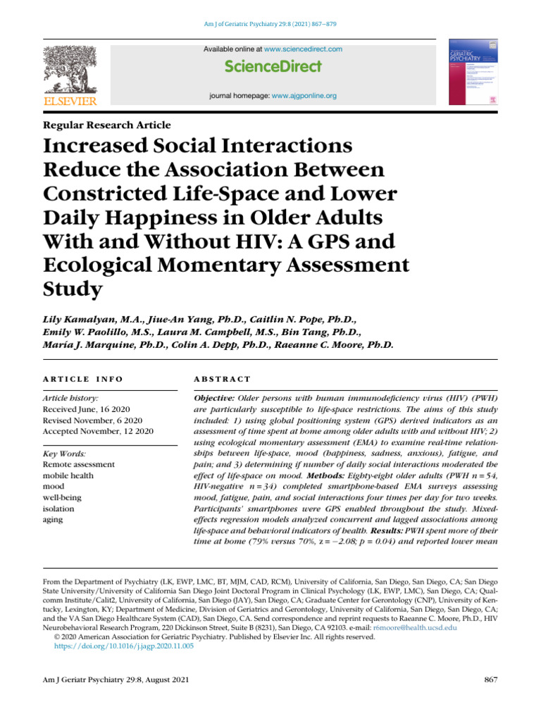 Social Interactions and Happiness in Older Adults | PDF | Health Care ...