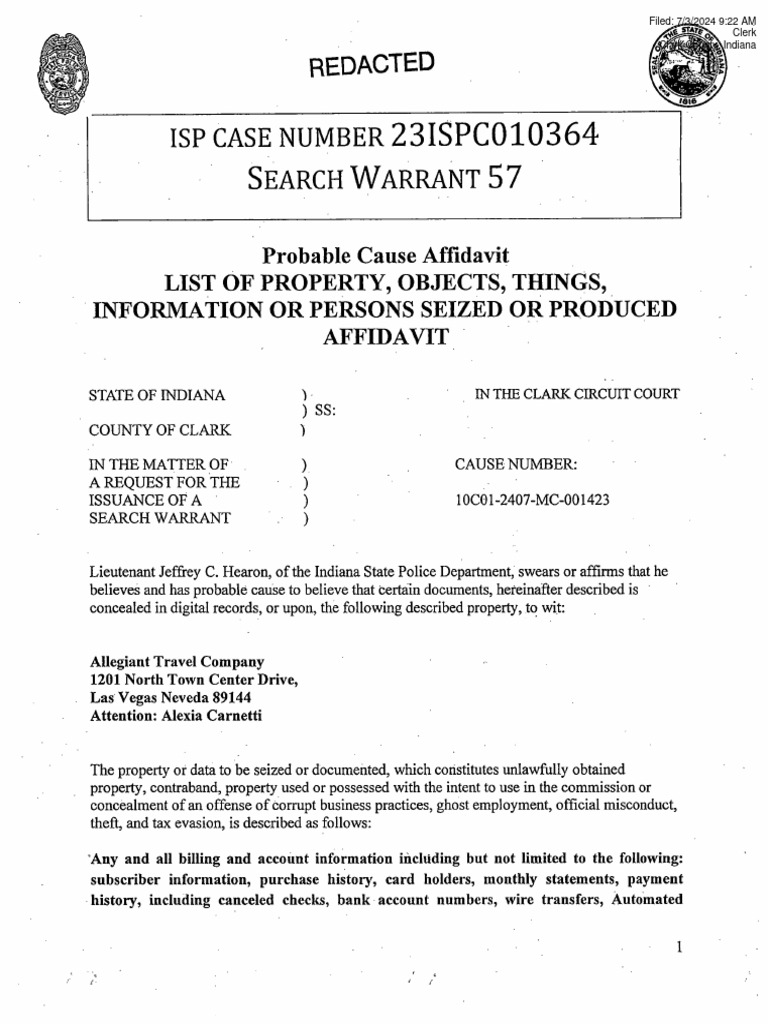 SW 57 Probable Cause Redacted | PDF | American Express | Credit Card