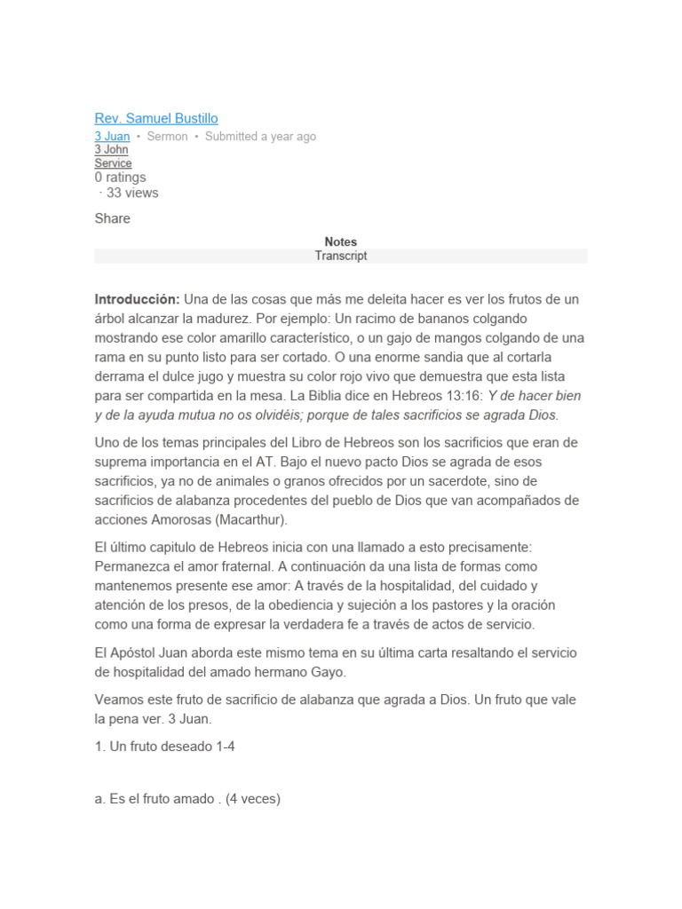 Rev. Samuel Bustillo: 0 Ratings 33 Views | PDF | Amor