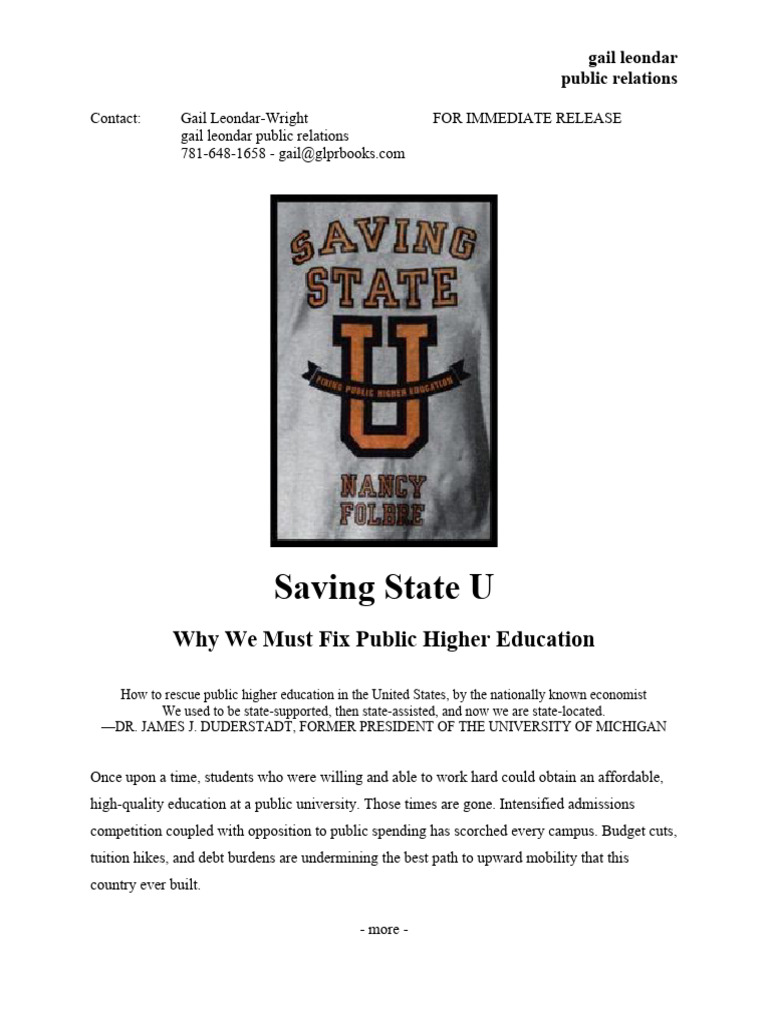 Saving State U: Reviving Public Higher Ed | PDF | Economies