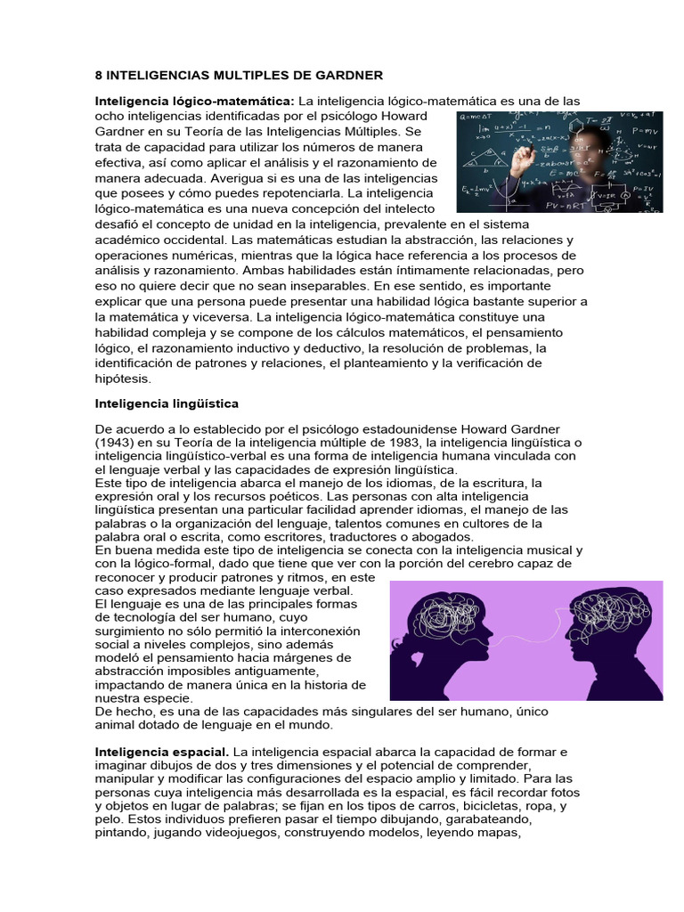8 Inteligencias Multiples de Gardner | PDF | Inteligencia | Psicología cognitiva