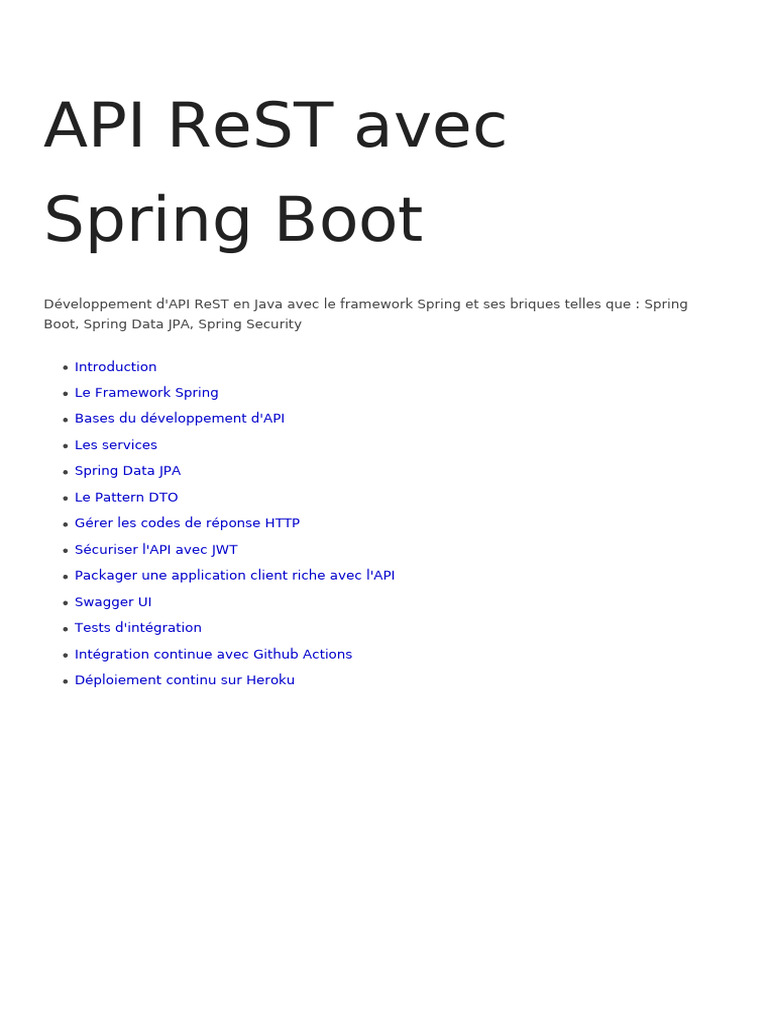 API Rest Avec Spring Boot | PDF | Interface (Informatique) | Java (Langage de programmation)