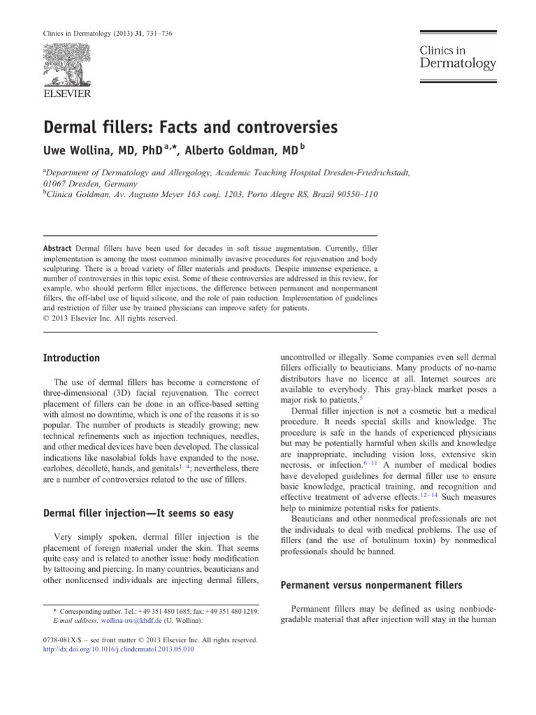 Dermal Fillers - Facts and Controversies | PDF | Injection (Medicine ...
