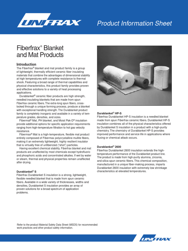 Fiberfrax Durablanket Mat | PDF | Ceramics | Thermal Insulation