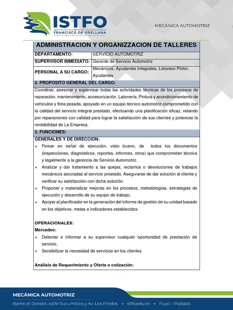Rol Jefe de Taller | PDF | Software | Marketing