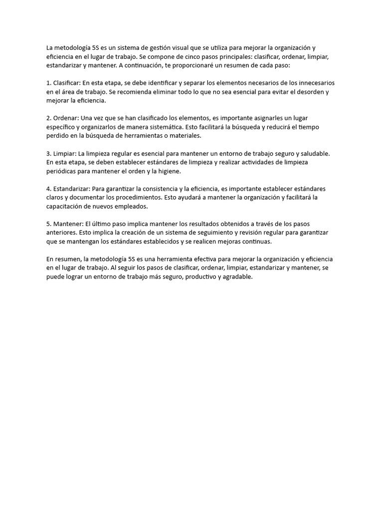 Informe de 5s | PDF | Negocios | Relaciones personales, crianza y ...