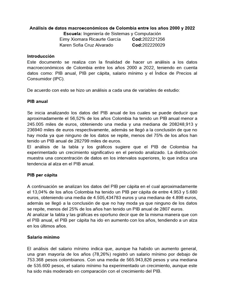 Análisis de Datos Macroeconómicos de Colombia Entre Los Años 2000 y ...
