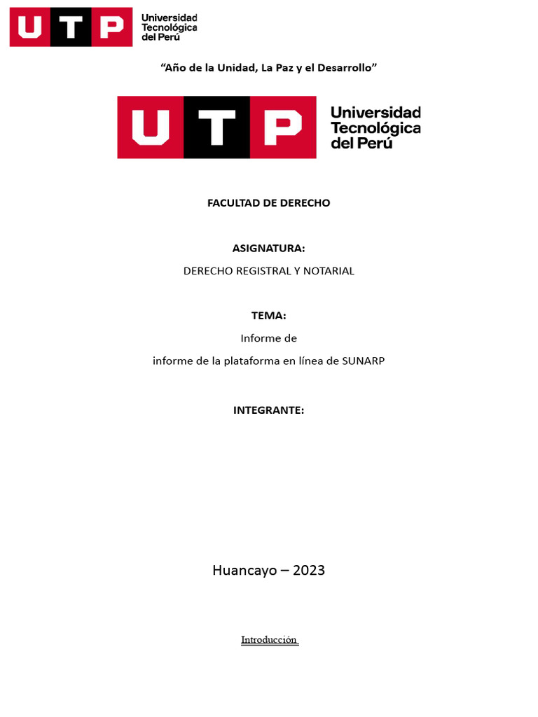 Informe de La Plataforma en Línea de SUNARP - TAREA 10 | PDF | Internet | Business