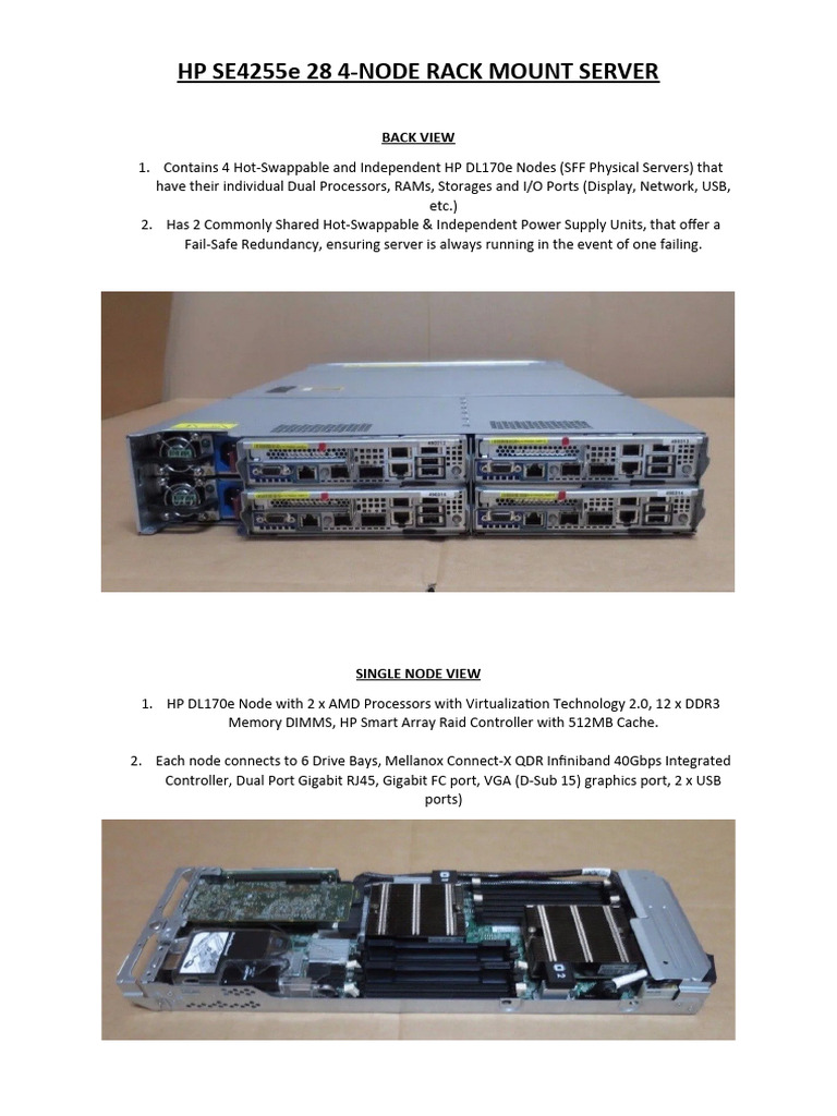 HP SE4255e 4-Node Rack Server Overview | PDF