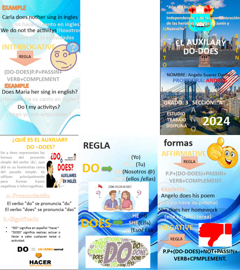 triptico del auxiliary do-does | Descargar gratis PDF | Lingüística