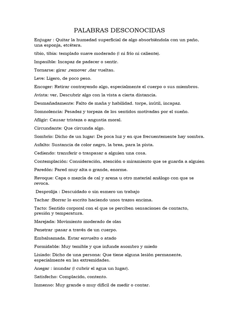 Palabras Desconocidas | PDF