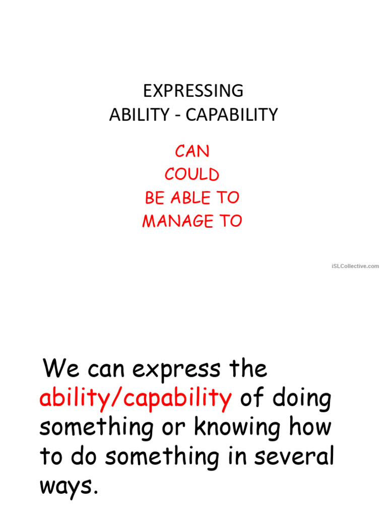 HOW TO EXPRESS ABILITY - CAPABILITY | PDF | Verb | Linguistics