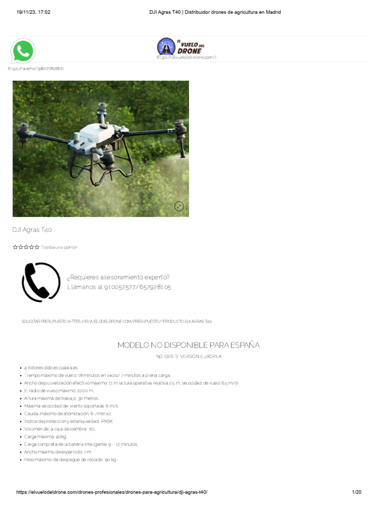 DJI Agras T40 _ Distribuidor drones de agricultura en Madrid | Descargar gratis PDF | Vehículo ...
