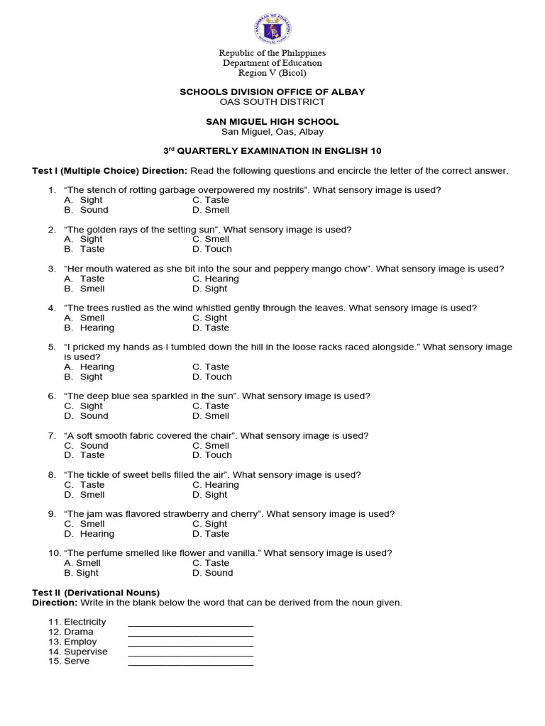 English 10 - 3RD Quarter | PDF | Taste
