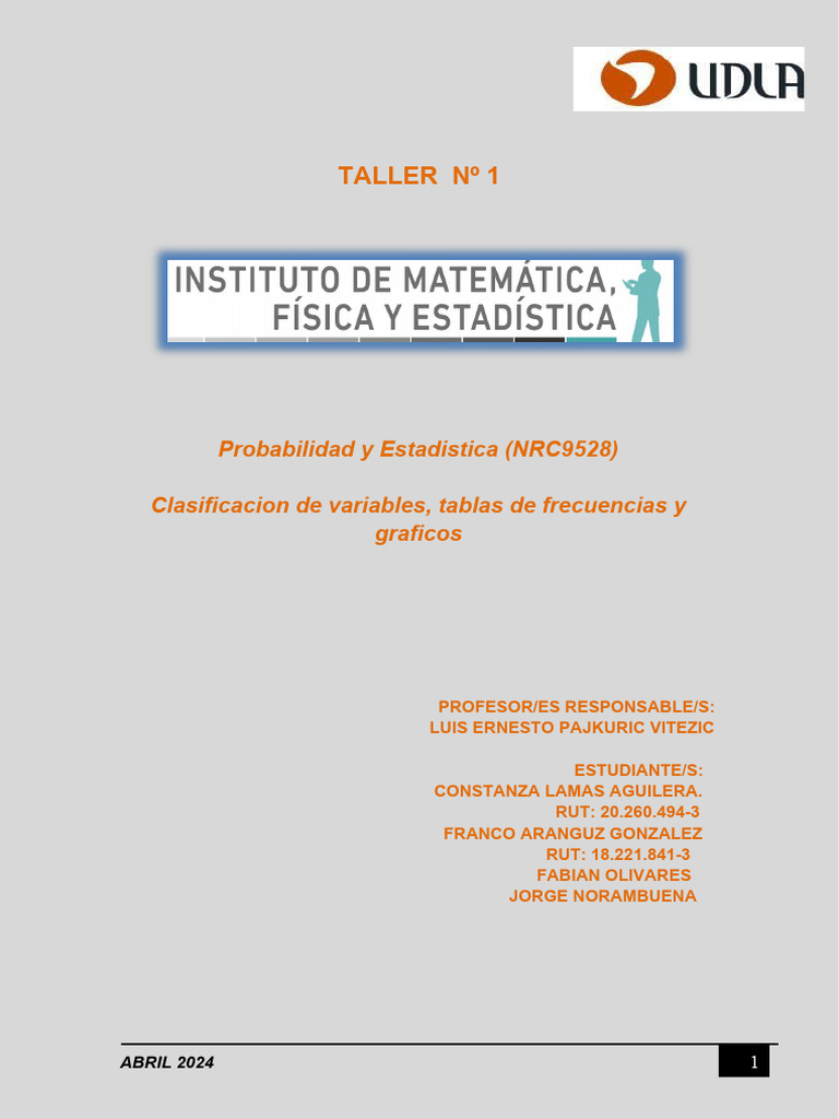 Taller de Probabilidad y Estadística | PDF | Inteligencia artificial ...