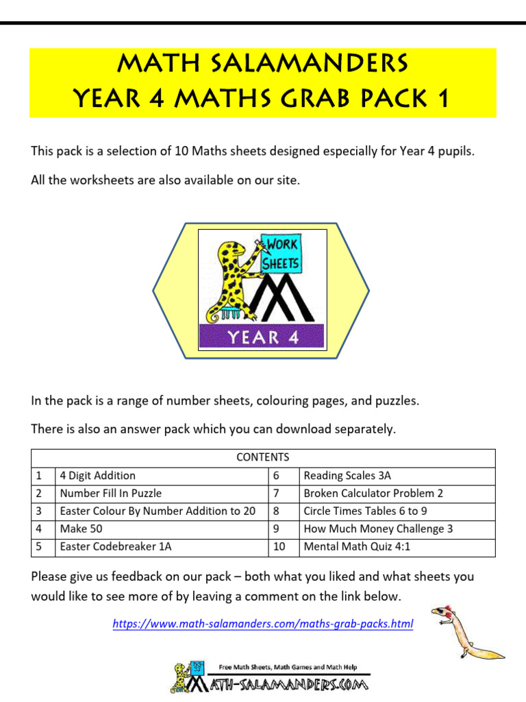 year-4-maths-grab-pack-1 | PDF