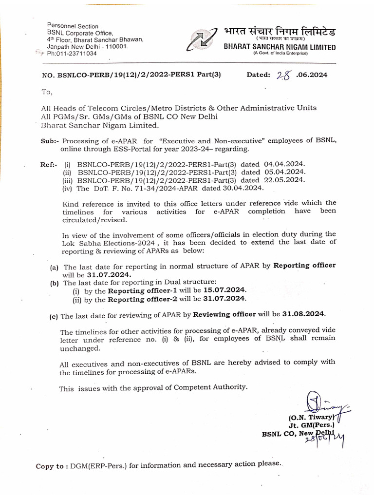 APAR Timeline Extension 2024 | PDF