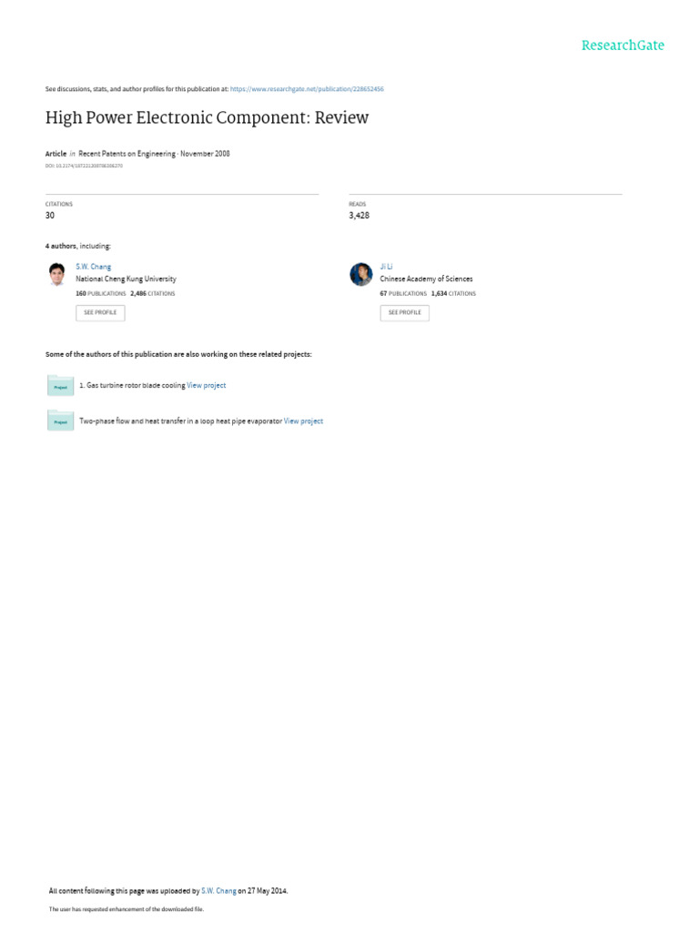 High Power Electronic Component Review | PDF | Heat Transfer | Radiator