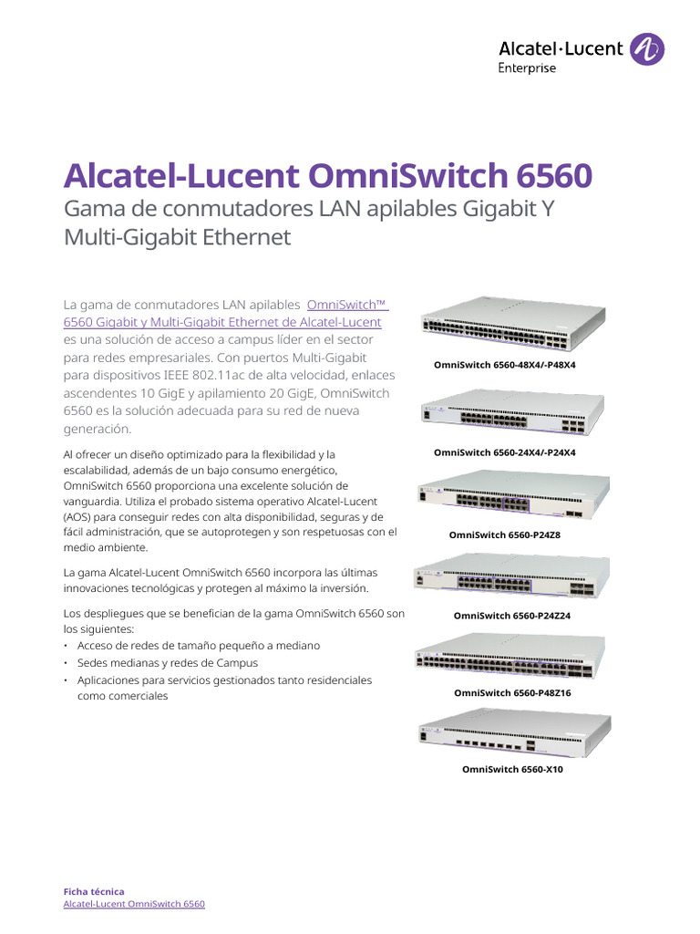 Omniswitch-6560-Datasheet-Es (1) - NO VA | PDF | Calidad de servicio ...