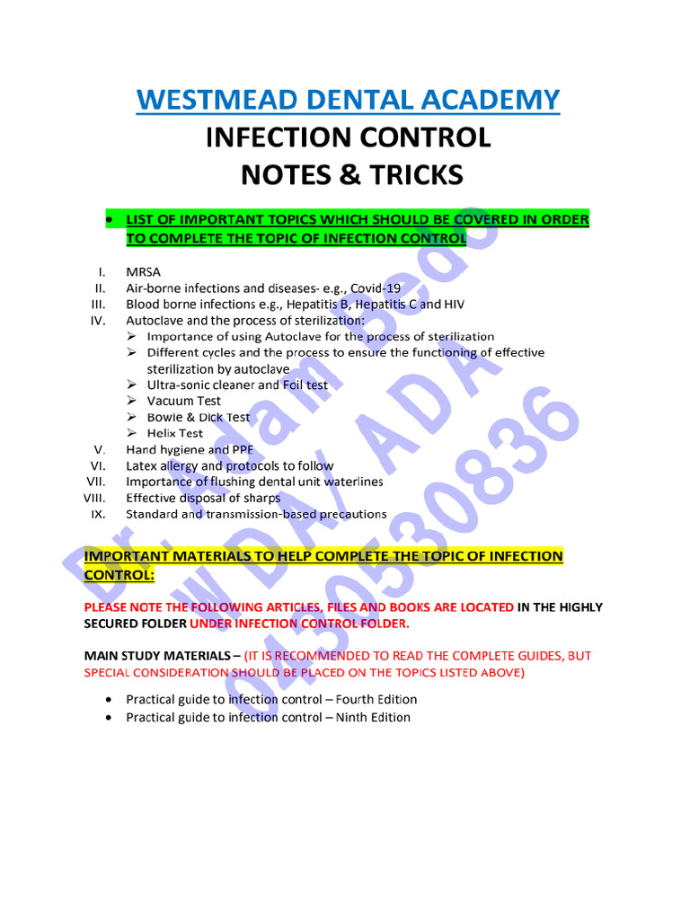 Infection control notes and tricks | PDF