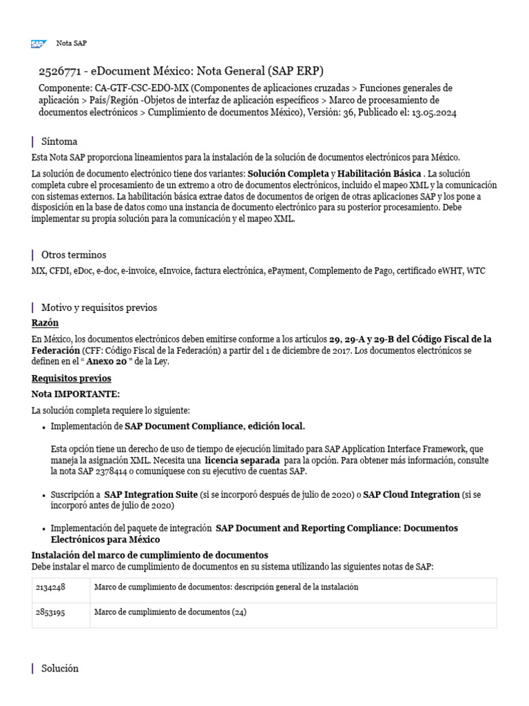 2526771-Edocument Mexico Overview Note SAP ERP-Español | PDF | Informática | Software