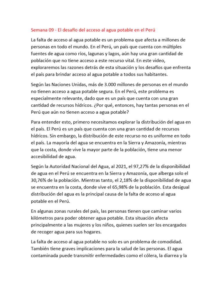 Semana 09 | PDF | Agua | Agua potable