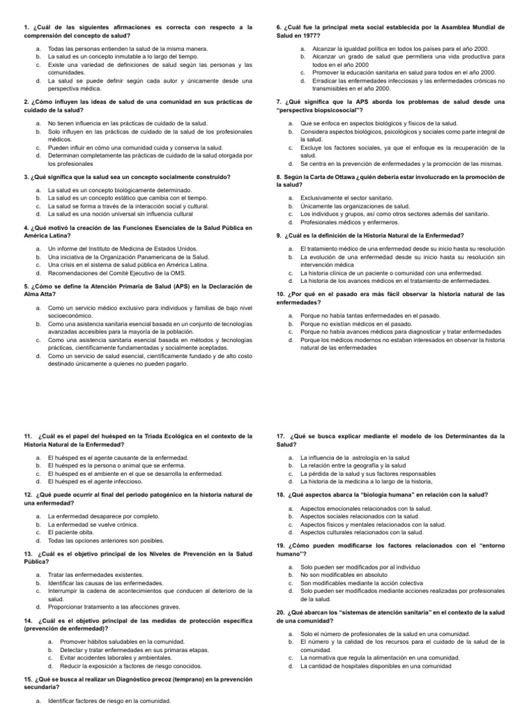 Modelo de Parcial Choise2023 | PDF | Asistencia sanitaria preventiva | Especialidades Medicas