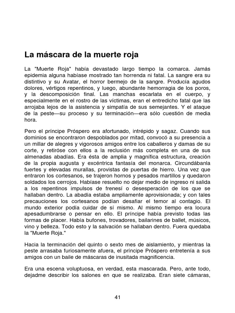 Edgar Allan Poe - La Máscara de La Muerte Roja | PDF