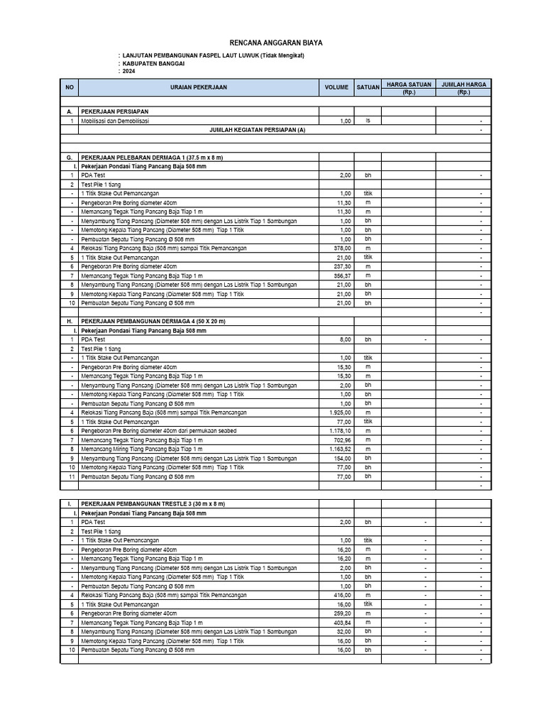 Rincian Pekerjaan Sepatu Tiang Pancang | PDF