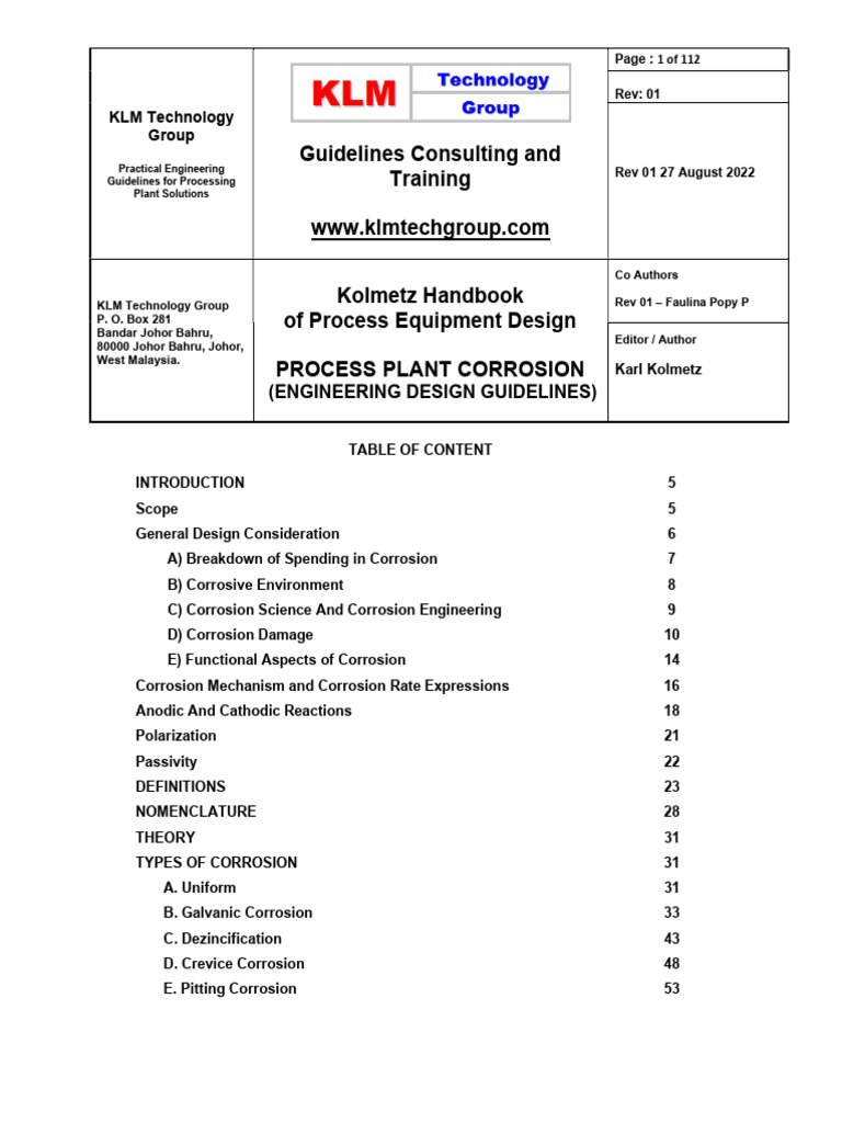 ENGINEERING-DESIGN-GUIDELINES-Process-Plant-Corrosion-Rev01.1web | PDF | Corrosion | Stainless Steel