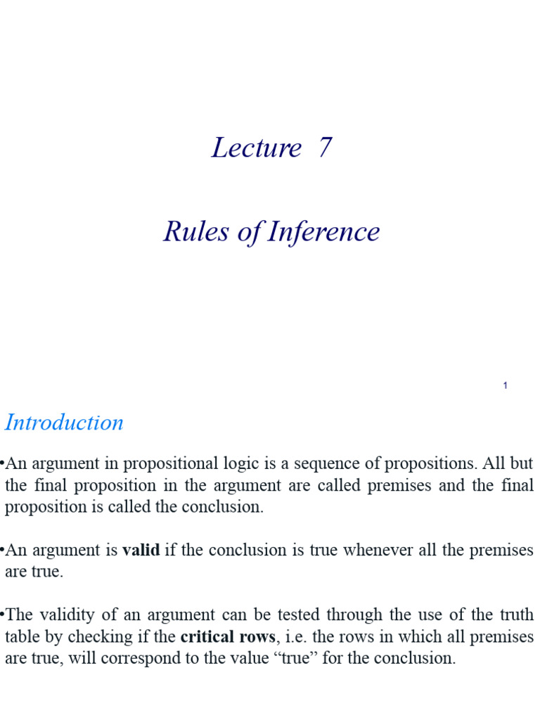 Lecture 7 | PDF | Argument | Deductive Reasoning