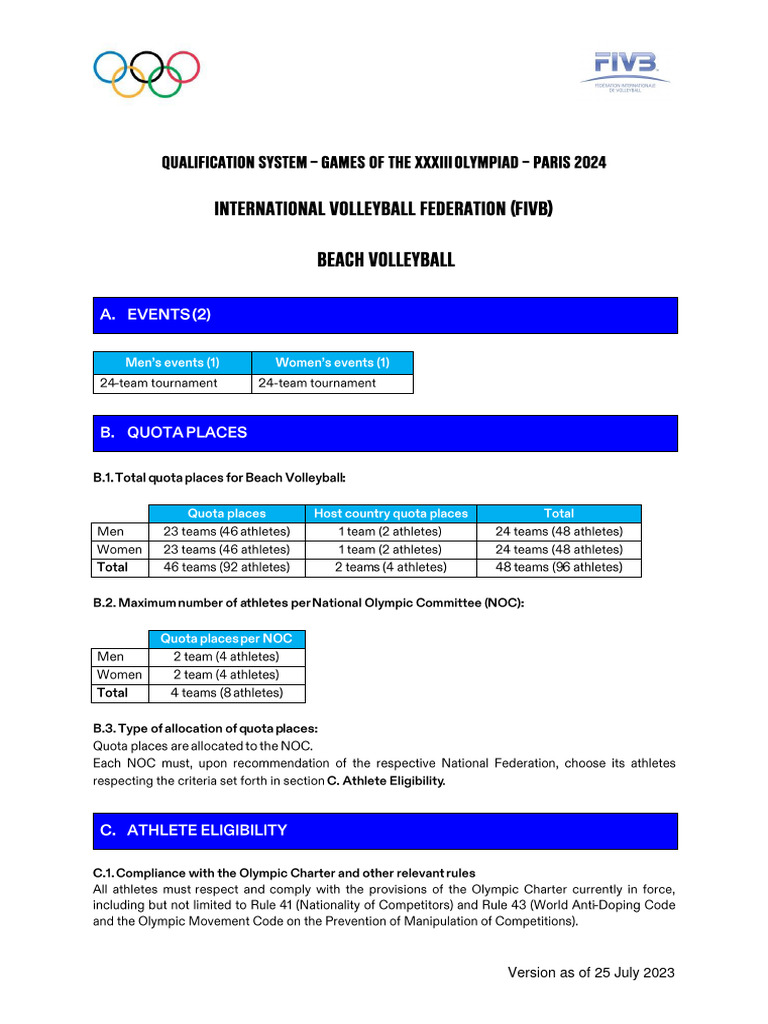 Paris2024 QS Beach Volleyball | PDF