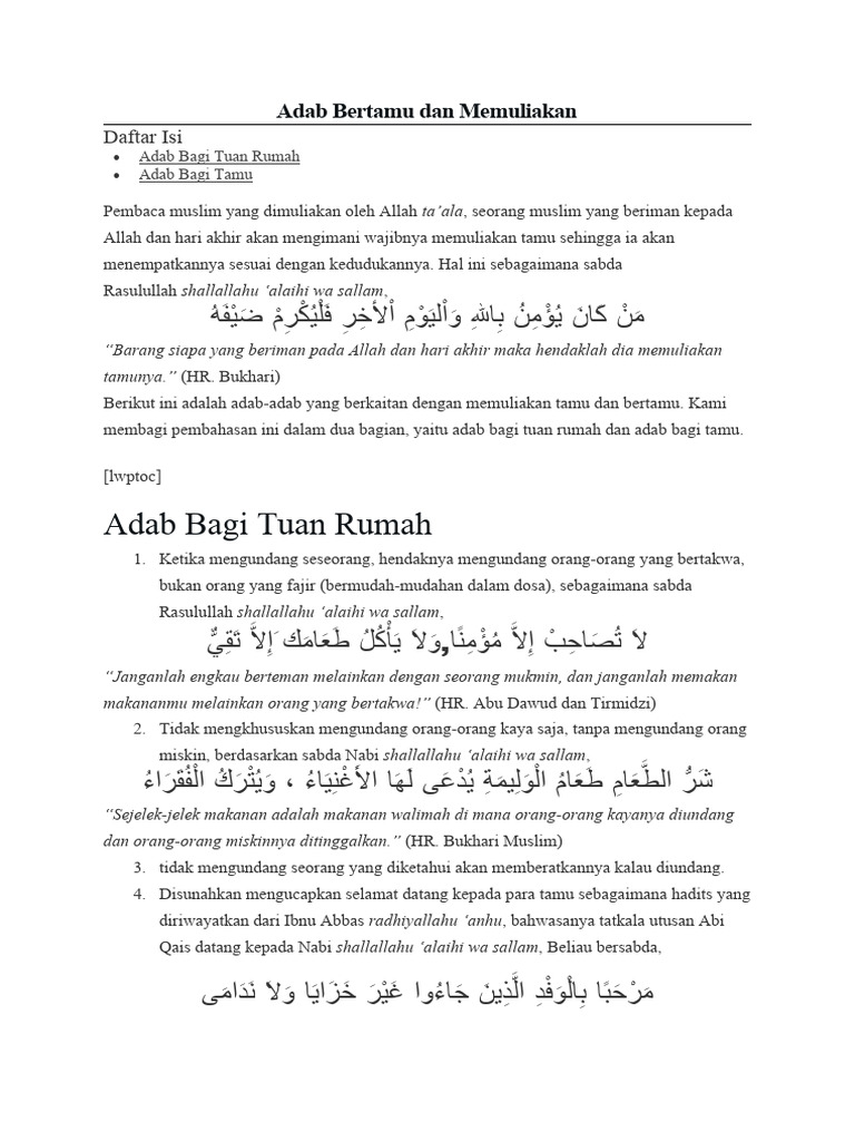 Adab Bertamu dalam Islam | PDF | Agama & Spiritualitas