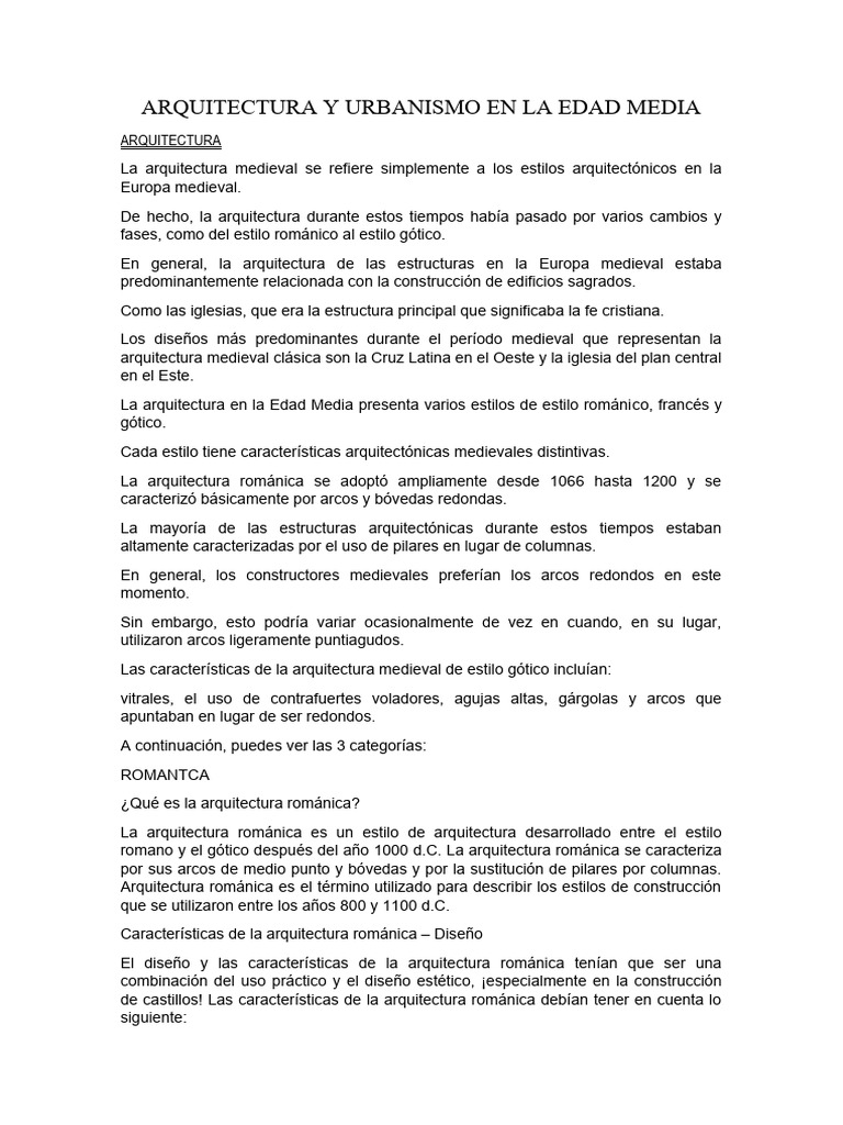 Arquitectura Y Urbanismo En La Edad Media Pdf Arquitectura Gótica Bóveda Arquitectura