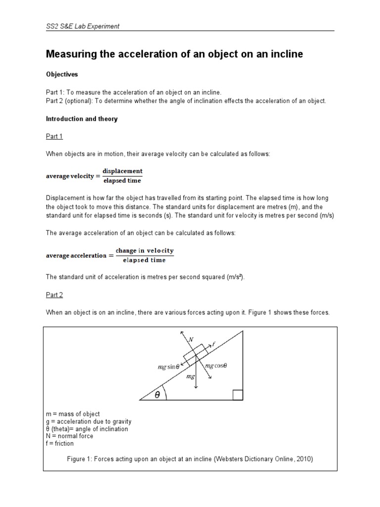 Measuring Acceleration on an Incline | PDF | Acceleration | Velocity