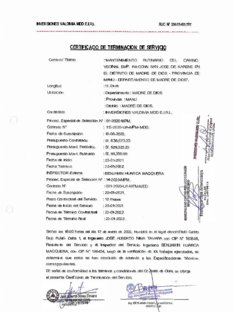 CERTIFICADO DE TERMINACION | PDF