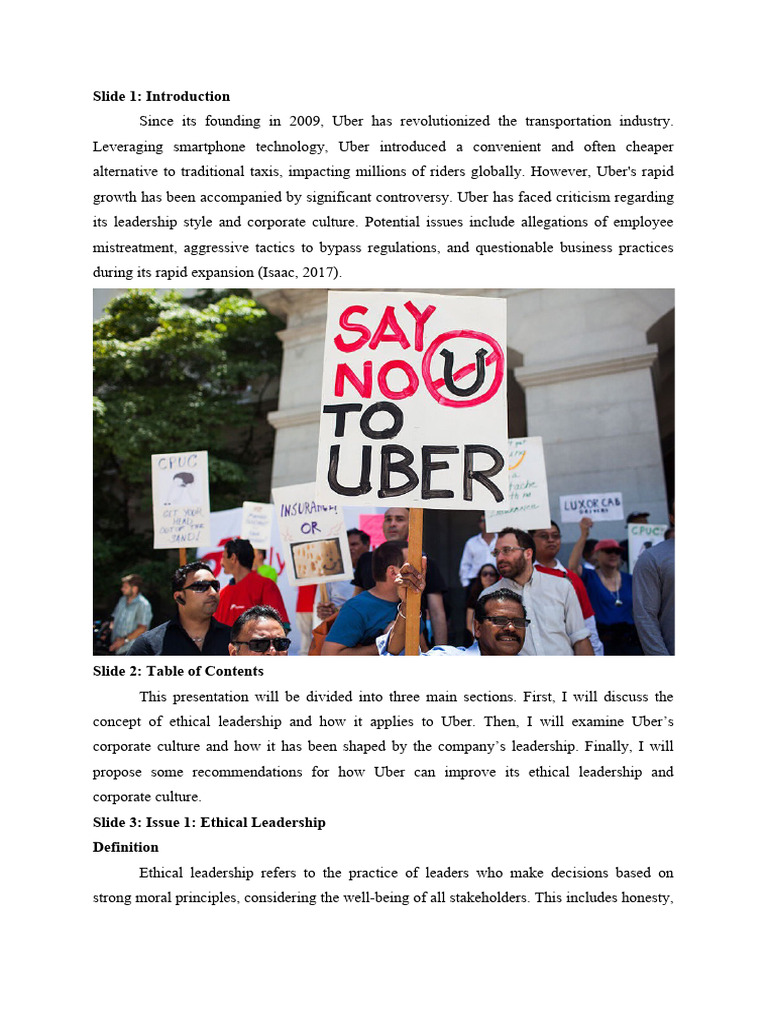 Uber's Ethical Leadership Crisis | PDF | Leadership | Organizational ...