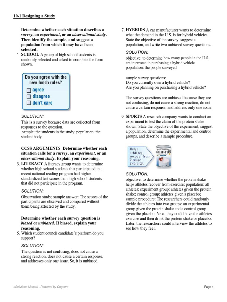 10-1_Designing_a_Study | PDF | Experiment | Sampling (Statistics)