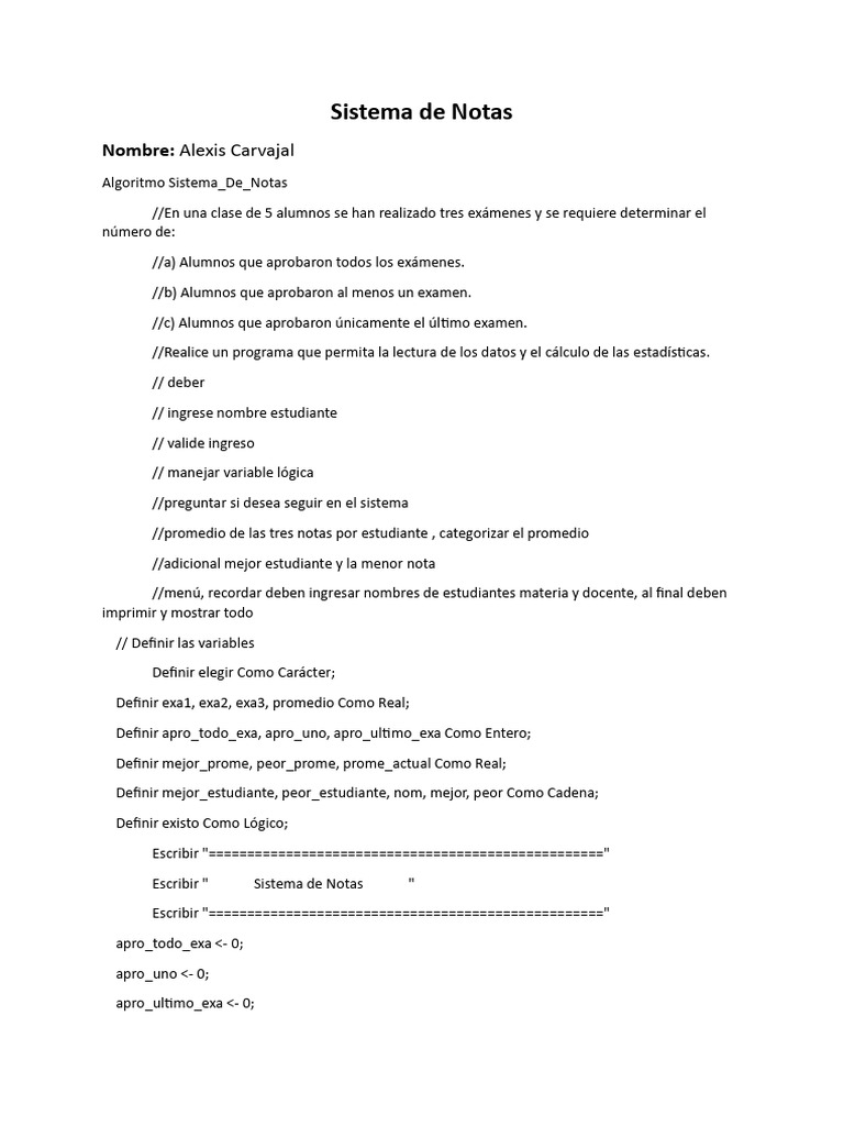 T1 U2 Script Sistema de Notas | PDF | Informática teórica | Informática