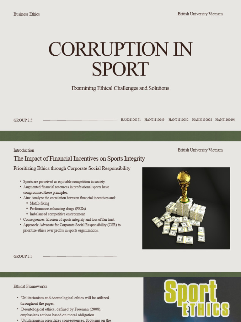 Corruption in Sport: Examining Ethical Challenges and Solutions | PDF ...