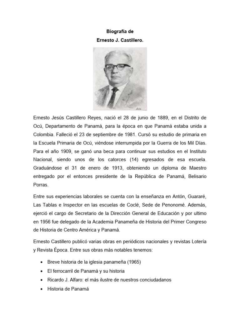 Biografía de Ernesto Castillero | PDF