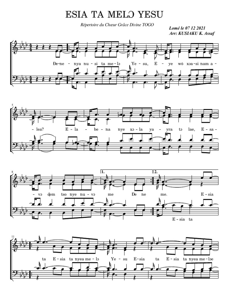 Esia Fu: Siesie Me Lyrics | PDF