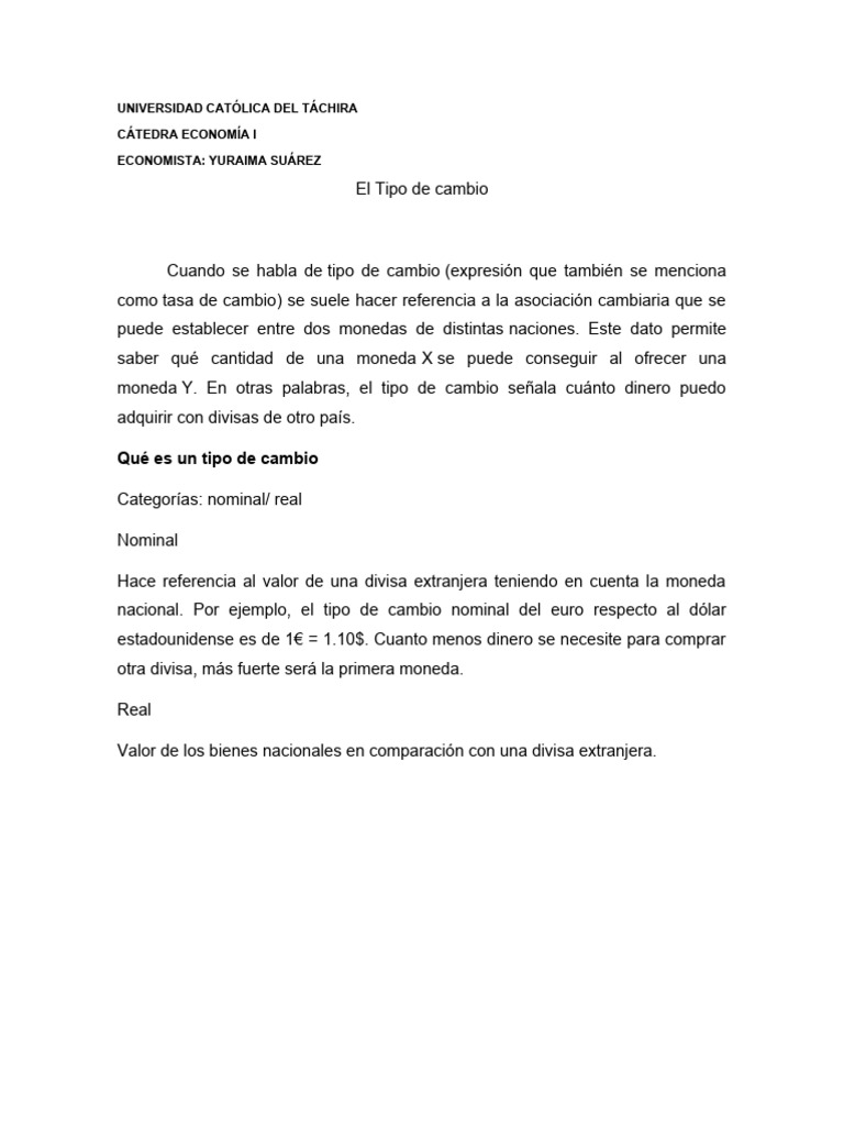 El Tipo de Cambio | PDF | Tipo de cambio | Moneda
