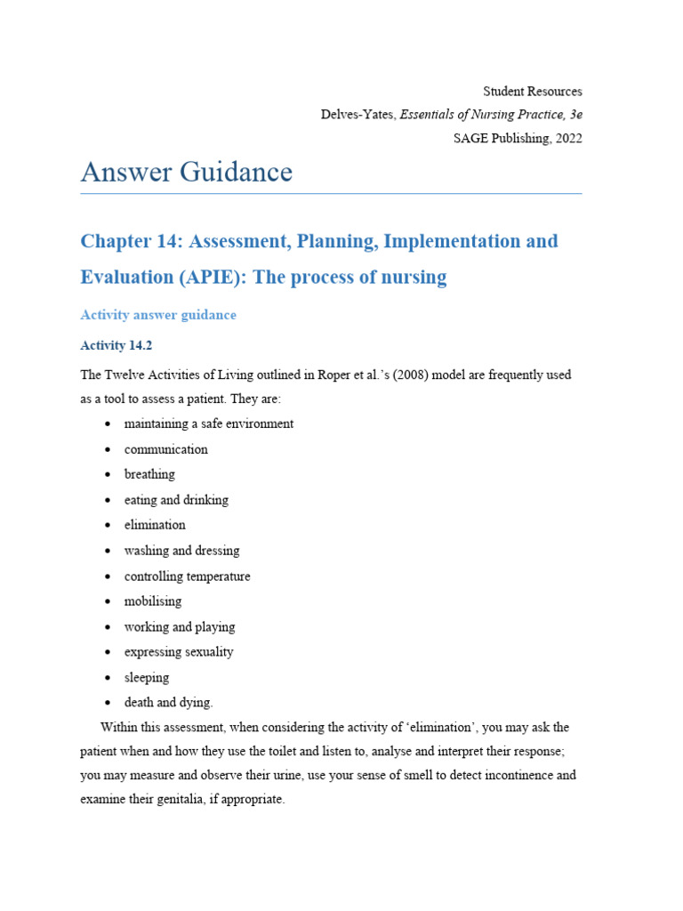 Chapter 14 Assessment Planning Implementation And Evaluation 0 Pdf